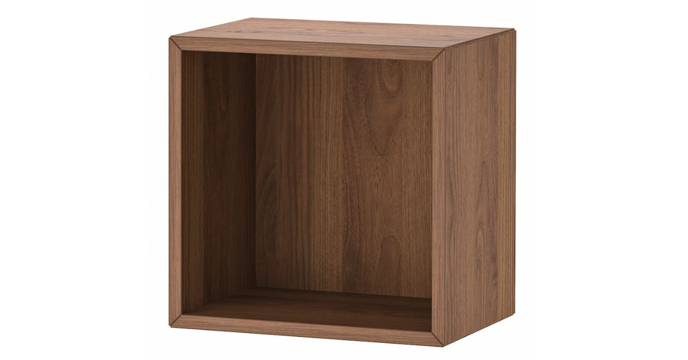 Kocka alakú polc, lebegő, fali polctartó sínnel, Dió színben, 35 x 35 x ...